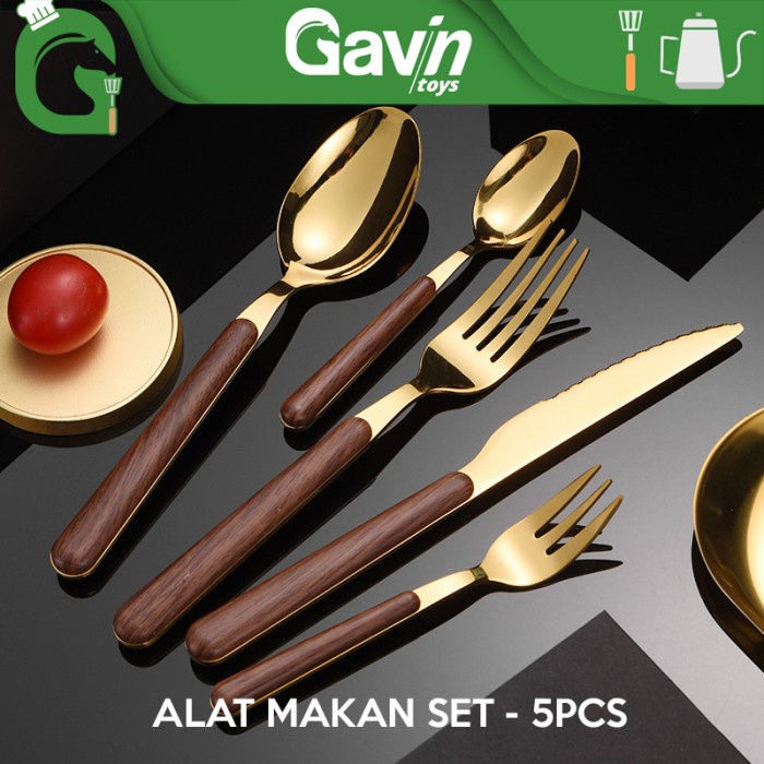 Jual Sendok Makan Set Kayu Alat Makan Hotel Sendok Garpu Cutlery Set ...