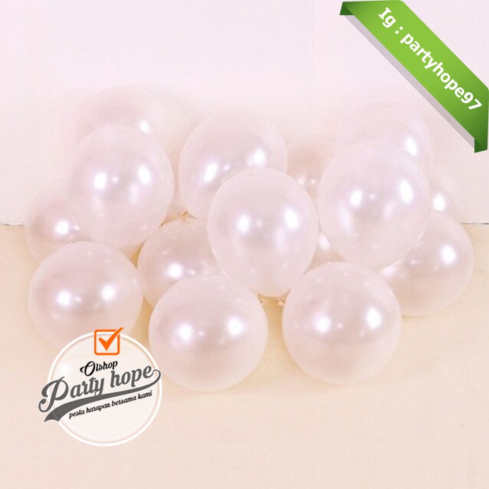 Jual Balon Metalik Putih / Balon Latex Warna Putih / Balon Karet Polos ...