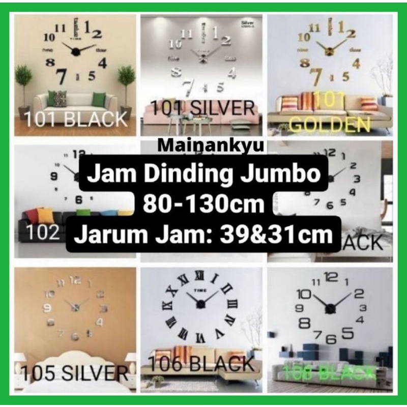 Jual 3D Jam Dinding Besar DIY 3D Giant Diameter 80-130cm Angka Jumbo ...