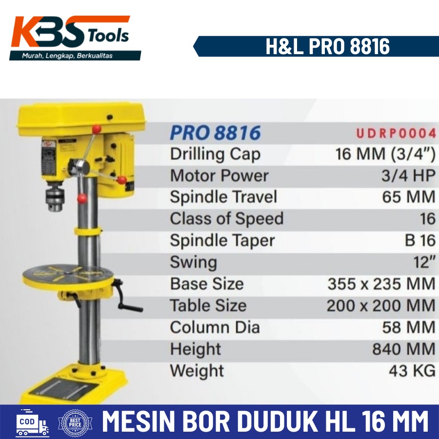 Jual Mesin Bor Duduk 16 mm H&L PRO - Bench Drill HL 16mm | Shopee Indonesia