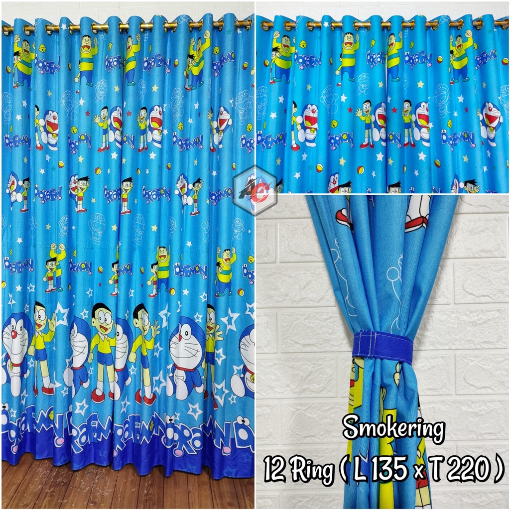 Jual Gorden Karakter Jendela Pintu Hordeng Tirai Korden Minimalis Murah Motif Doraemon Smokring ...