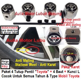 Jual paket 4 tutup pentil tire valve toyota anti karat anti maling ...