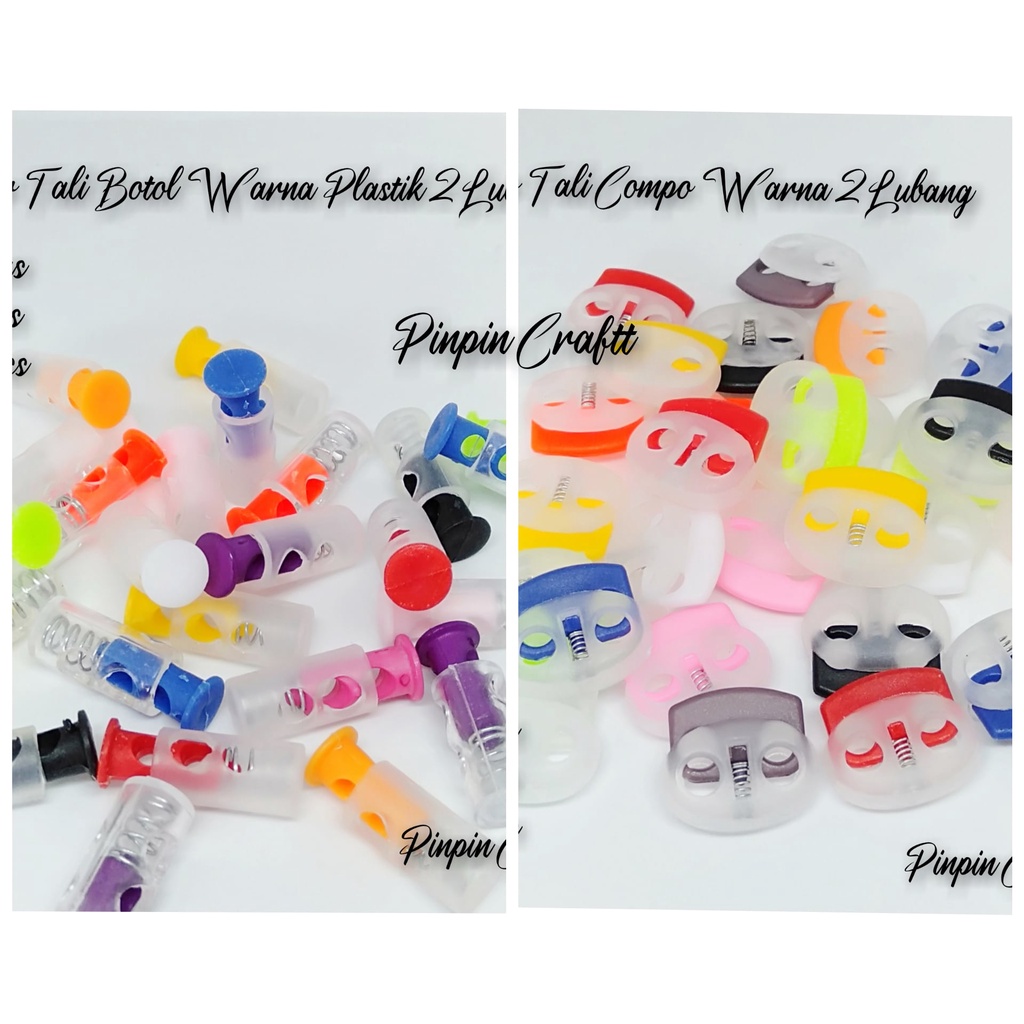 Jual Stopper Tali Botol Compo Warna Plastik 2 Lubang Kemas 12pcs Dan ...