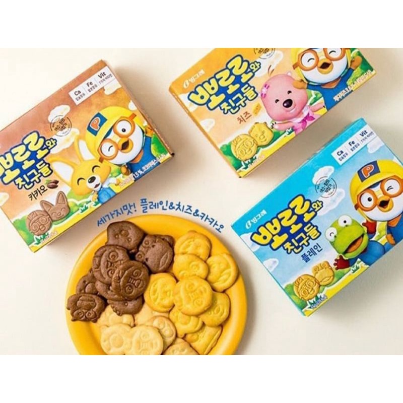 Jual Binggrae Pororo Biscuit Cheese/ Chocolate/ Plain/ Biskuit Pororo ...