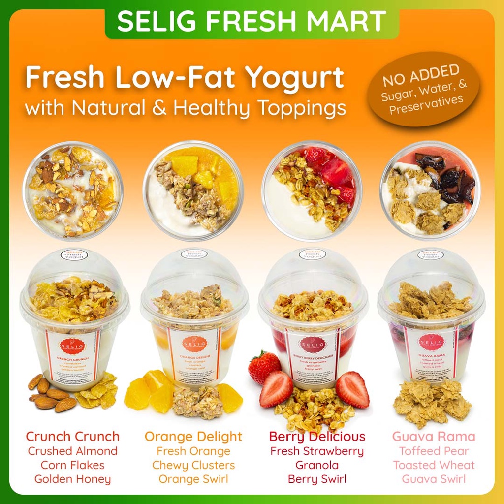 Jual Fresh Low Fat Yogurt Dengan 3 Topping Sehat ~250gr - Selig Fresh ...