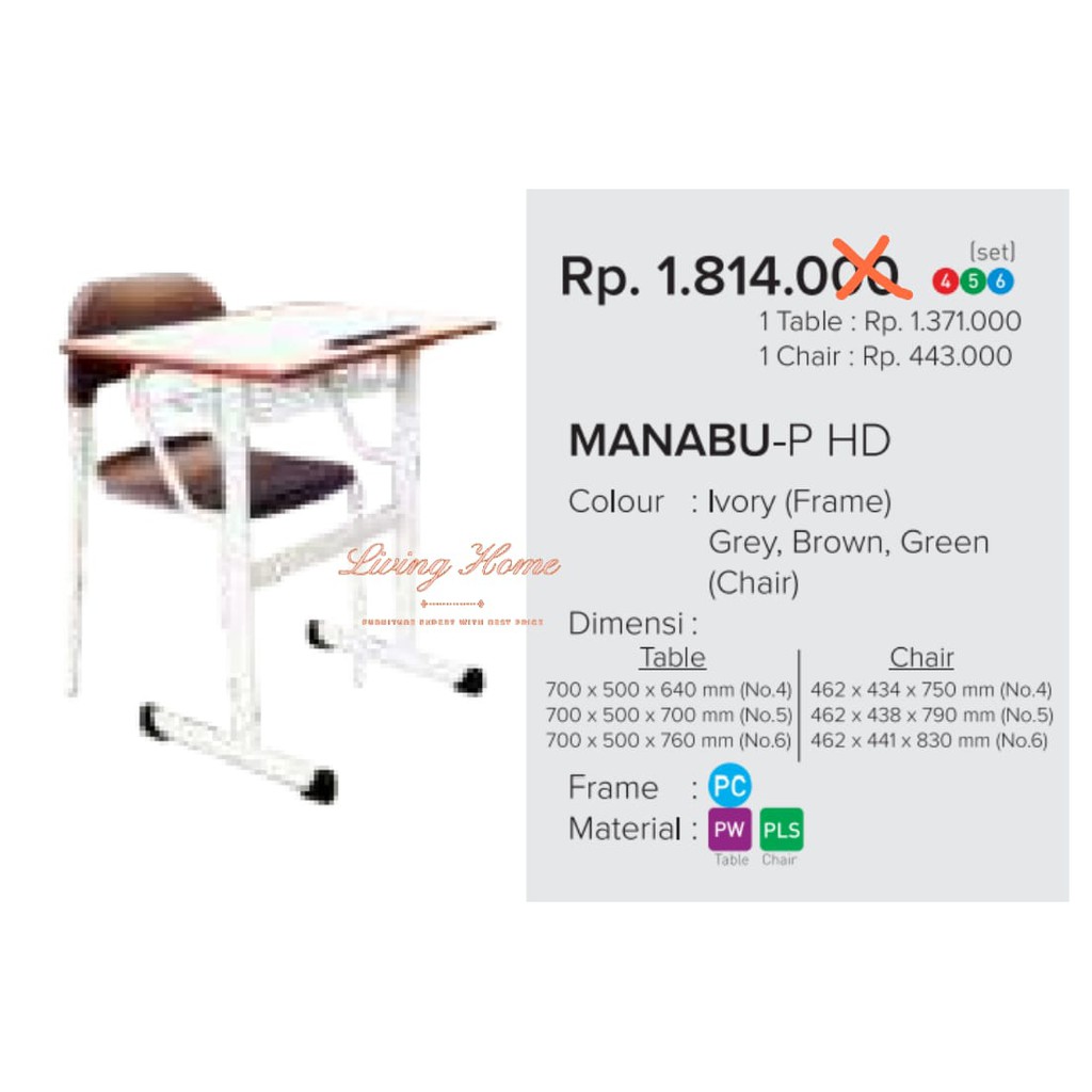 Jual Kursi Lipat Chitose Manabu-P HD School Table Chair Bangku Susun ...