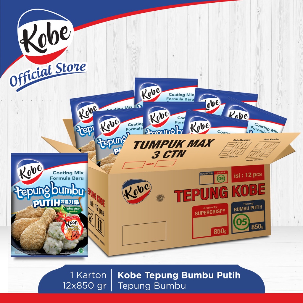 Jual Kobe Tepung Bumbu Putih 850gr 1 KARTON Isi 12pcs | Shopee Indonesia