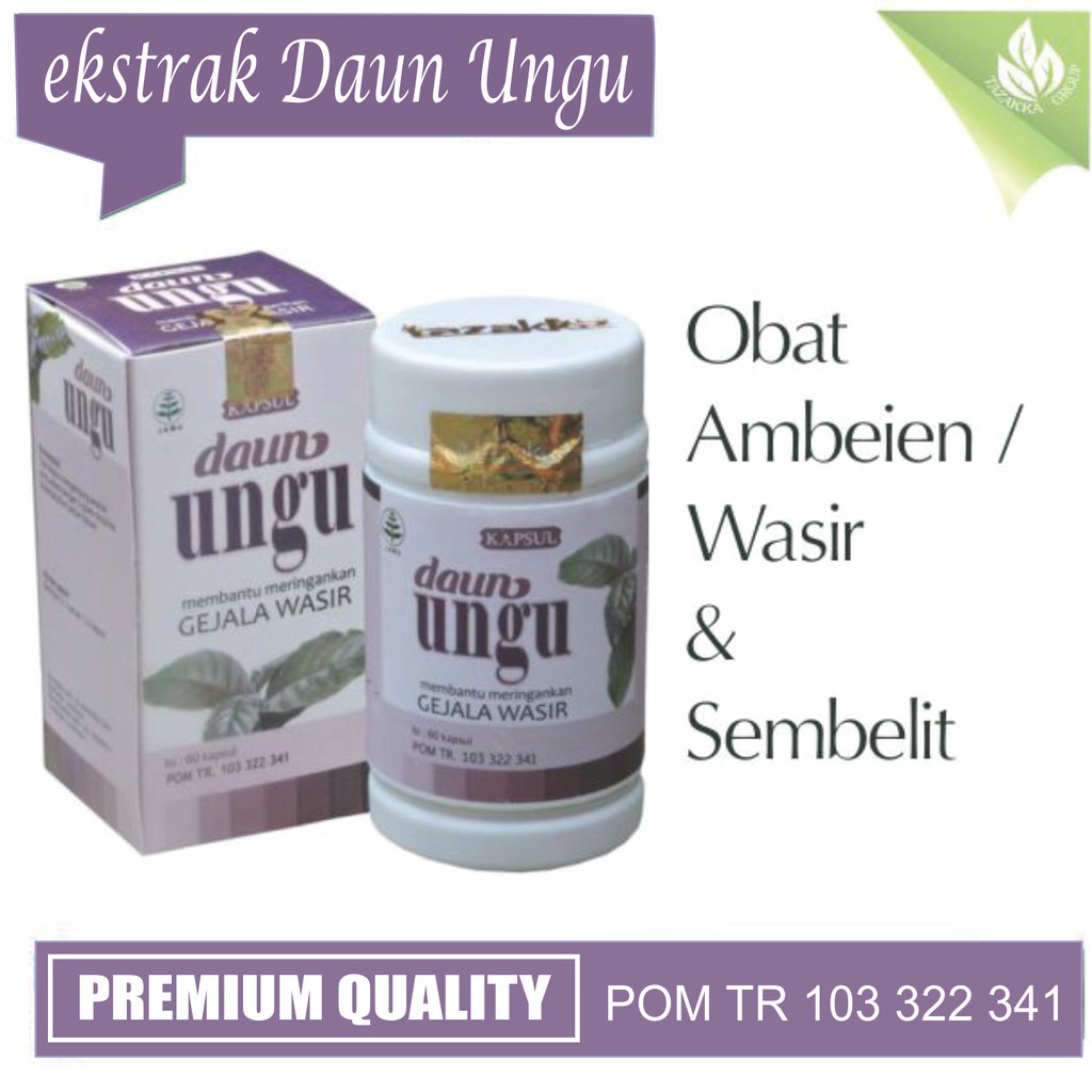 Jual Daun Ungu Obat Wasir 60 Kapsul Original Handeuleum Tazakka ...