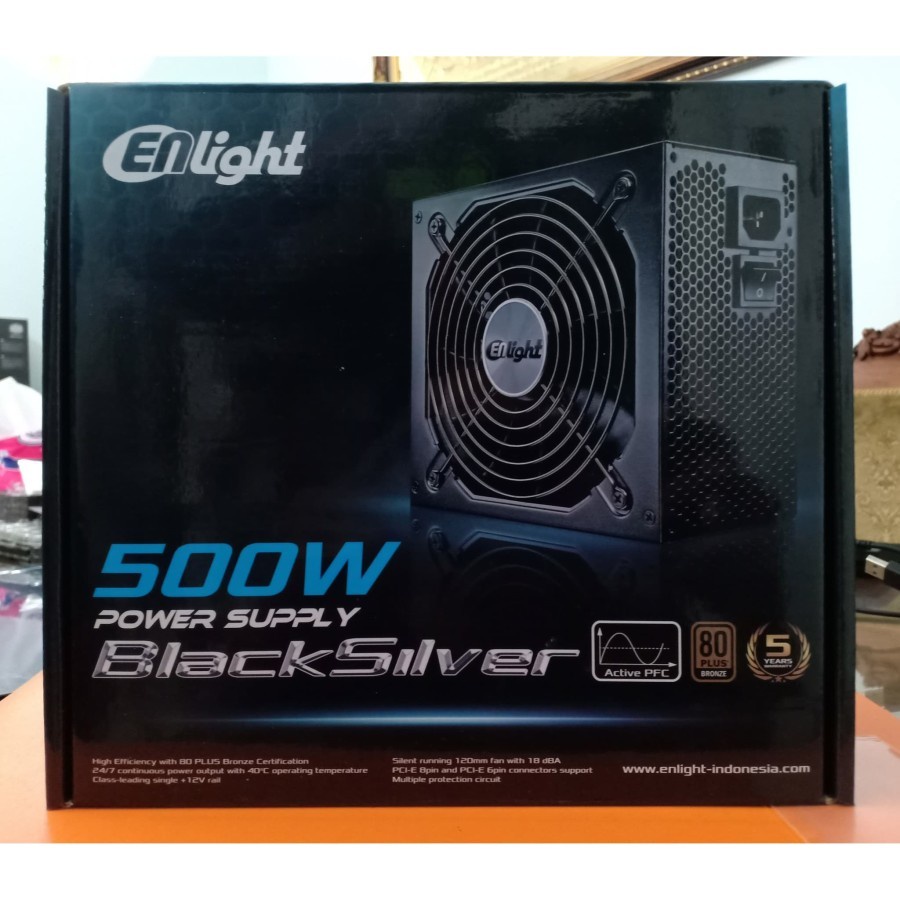 Jual POWER SUPPLY ENLIGHT 500W BLACK SILVER 80+ BRONZE PSU | Shopee ...