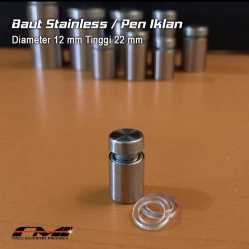 Jual Pen Iklan stainless 12*22mm baut kaca akrilik | Shopee Indonesia