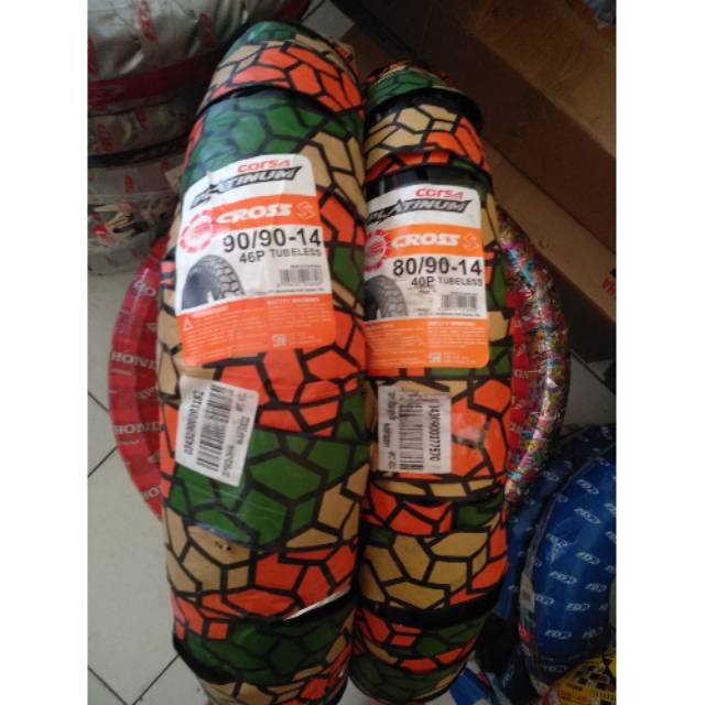 Jual Paket ban tubles matic corsa type cross 80/90 + 90/90.14 free ...