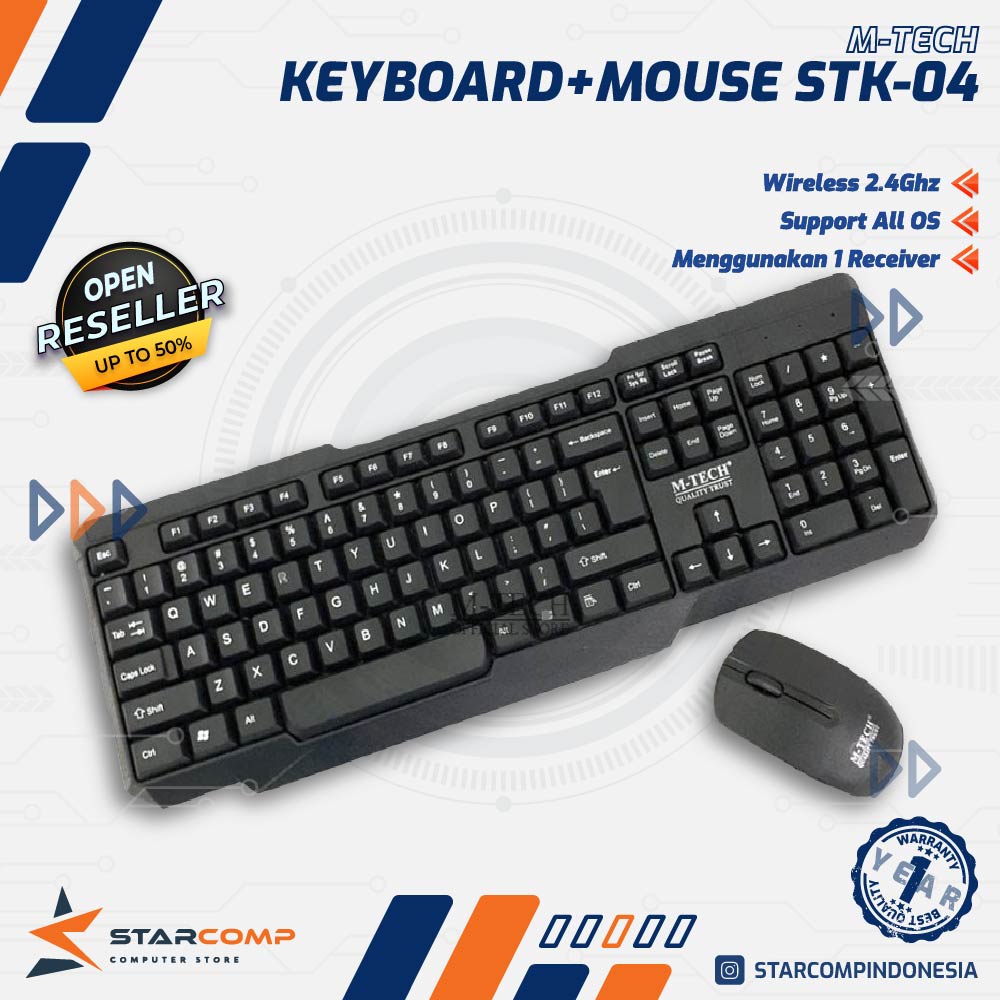 Jual M-tech STK-04 Keyboard+Mouse Wireless Combo STK 04 / STK04 | Shopee Indonesia