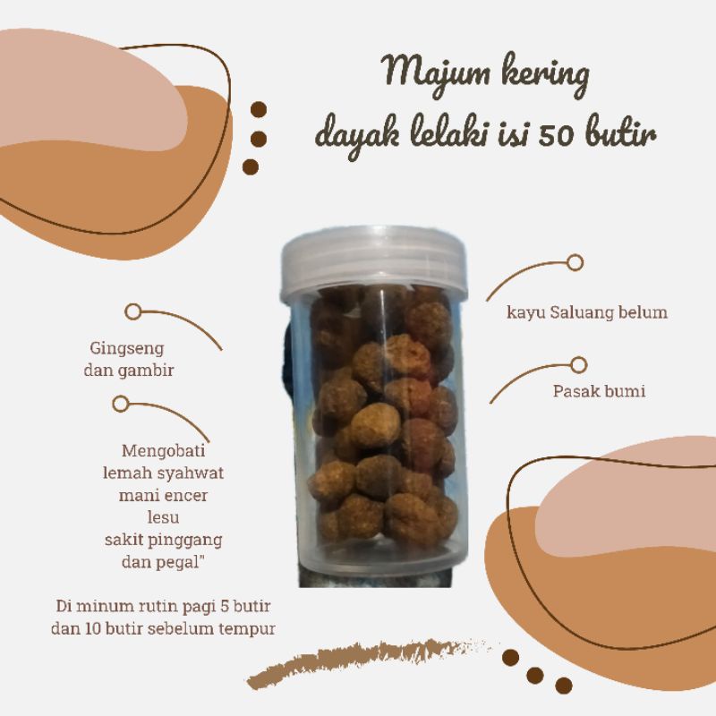 Jual Majum kering dayak lelaki isi 50 butir jamu pil dayak kalimantan ...