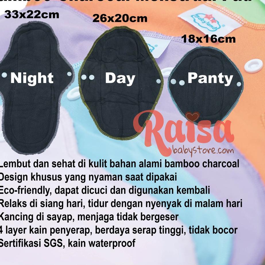 Jual Babyland Bambooo Charcoal Menstrual Pad Night Heavy Flow Menspad ...