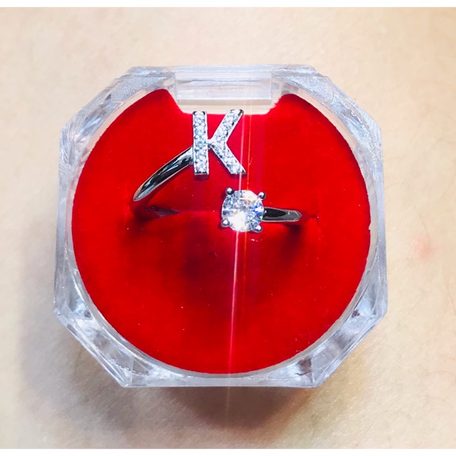 Jual Cincin permata huruf K silver925 lapis mas putih Cp485 | Shopee ...