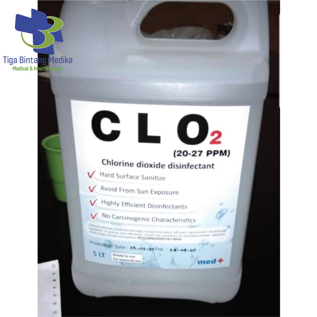 Jual Chlorine dioxide disinfectant CLO / Disinfektan 5 Liter | Shopee ...
