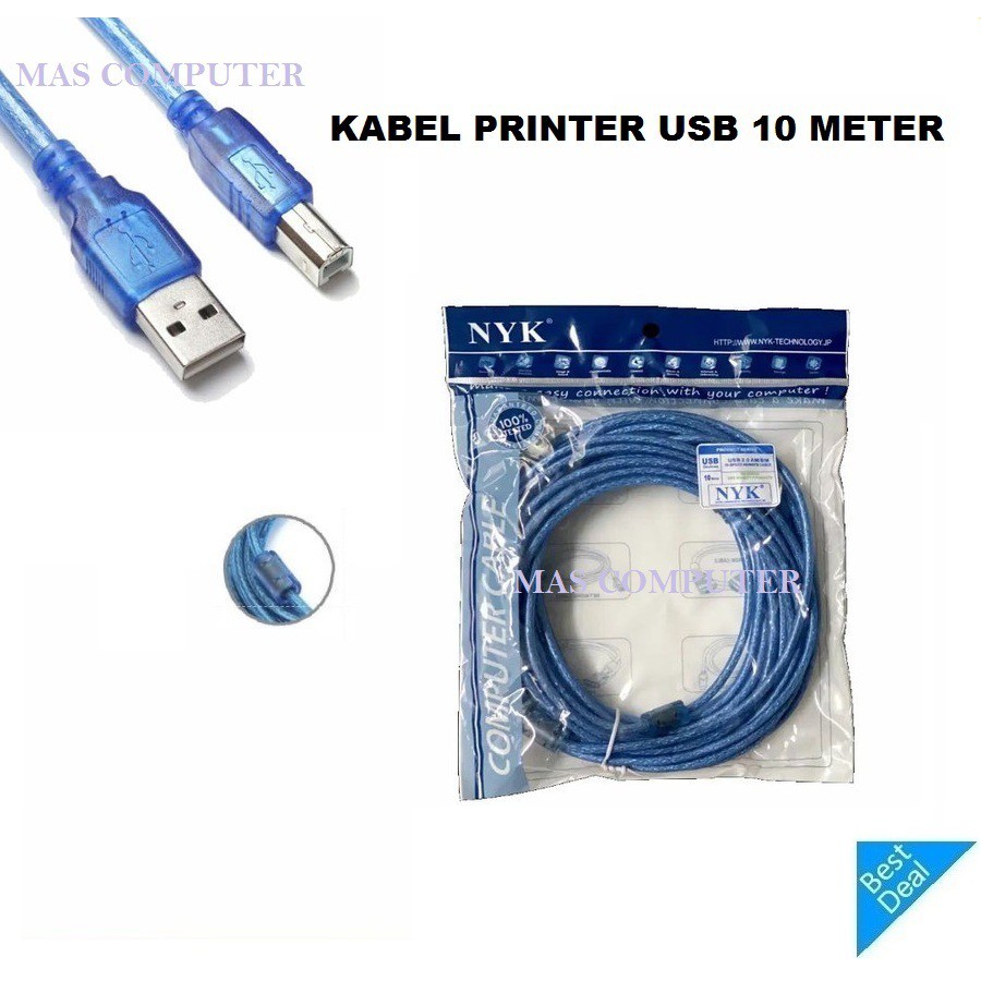Jual NYK Kabel Usb Printer Panjang 10Meter / Kabel Usb Printer Panjang ...