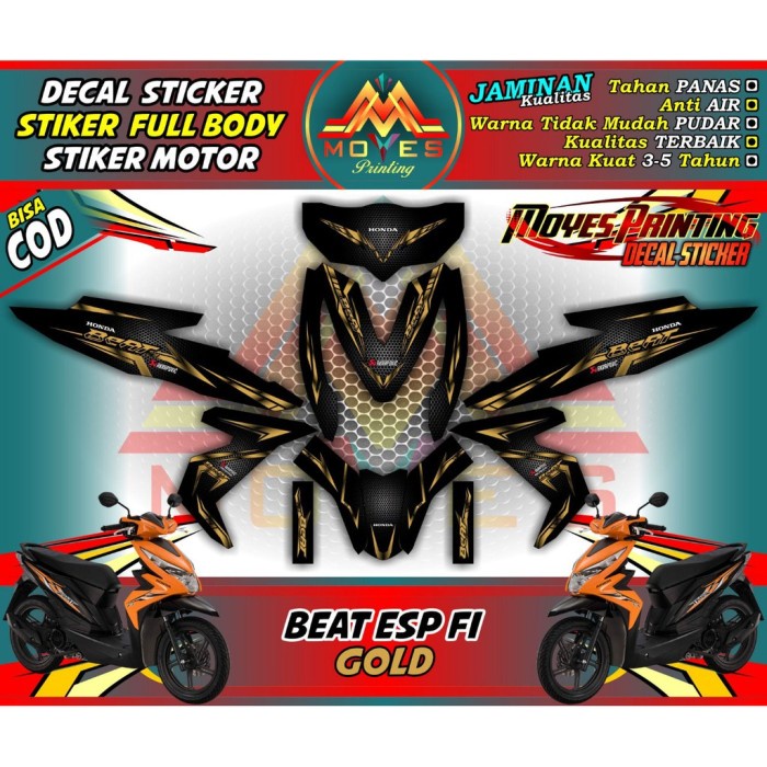 Jual stiker Beat FI - Motif Karbon Gold Speed decal stiker Beat FI ...