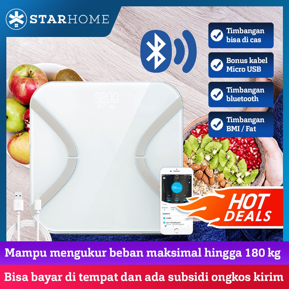 Jual Timbangan Berat Badan Digital Bluetooth Smart Scale Timbangan Body ...