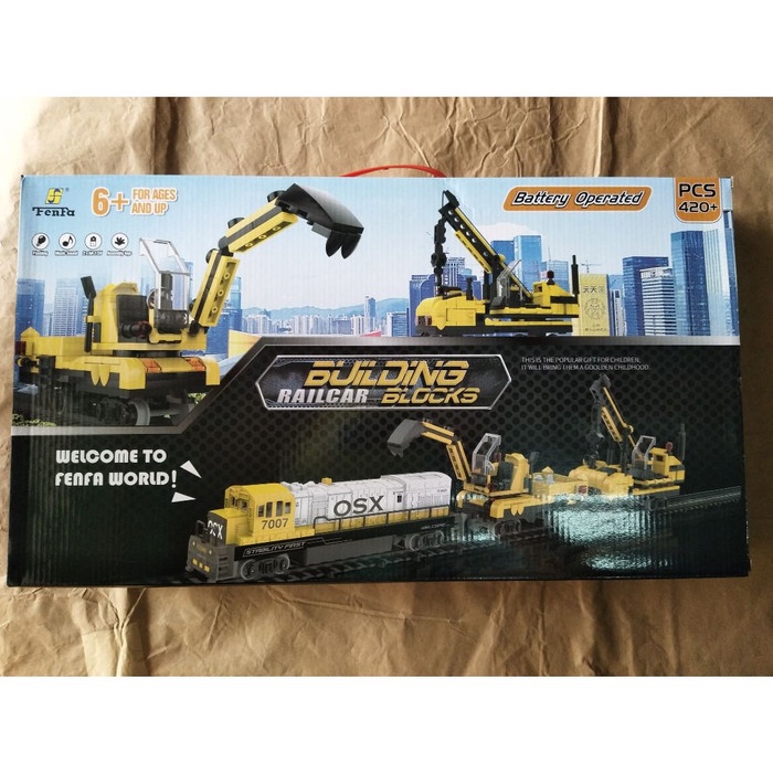 Jual Kereta Api fenfa Building Railcar Block excavator and crane 420 pcs | Shopee Indonesia