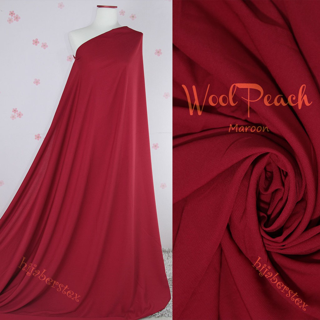 Jual 1/2 Meter Kain WoolPeach Maroon (ecer warna - DC) | Shopee Indonesia