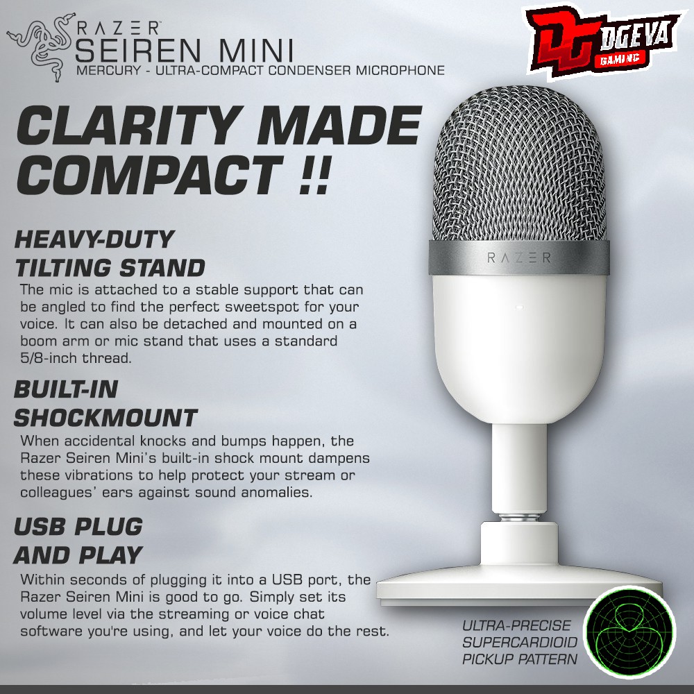 Jual Razer Seiren Mini Mercury White Portable Condenser Gaming ...