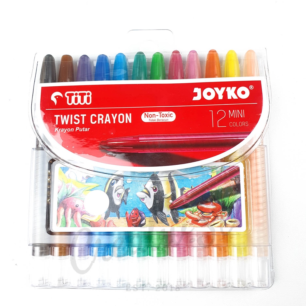 Jual JOYKO Crayon Putar Pendek Twist Crayon 12 Warna Mini Cp-S12 ...