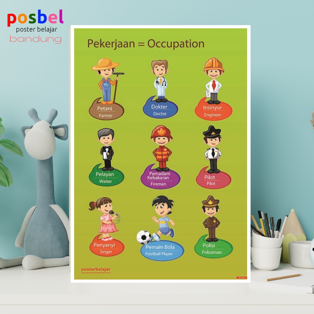 Jual Poster Belajar Mengenal Profesi untuk Edukasi Anak Play Group PAUD ...