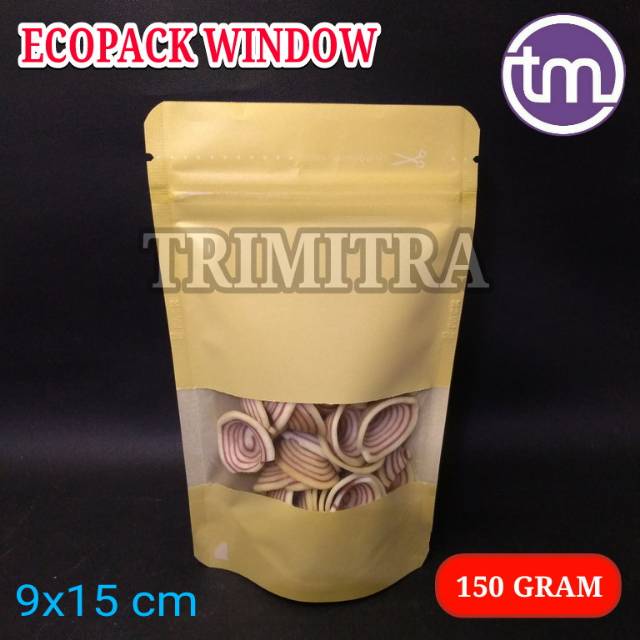 Jual ECOPACK WINDOW 150Z STANDING POUCH PAPERKRAFT WINDOW PLASTIK KLIP ...