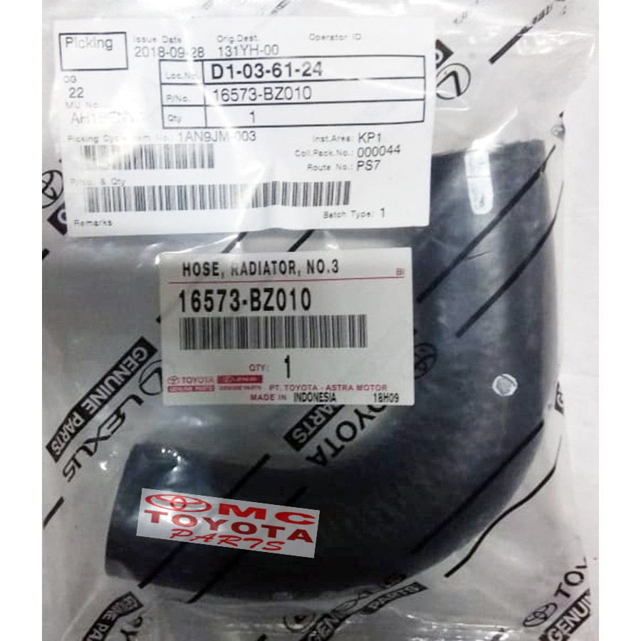 Jual Selang Air Radiator Avanza Xenia Rush Terios 16573-BZ010 | Shopee ...