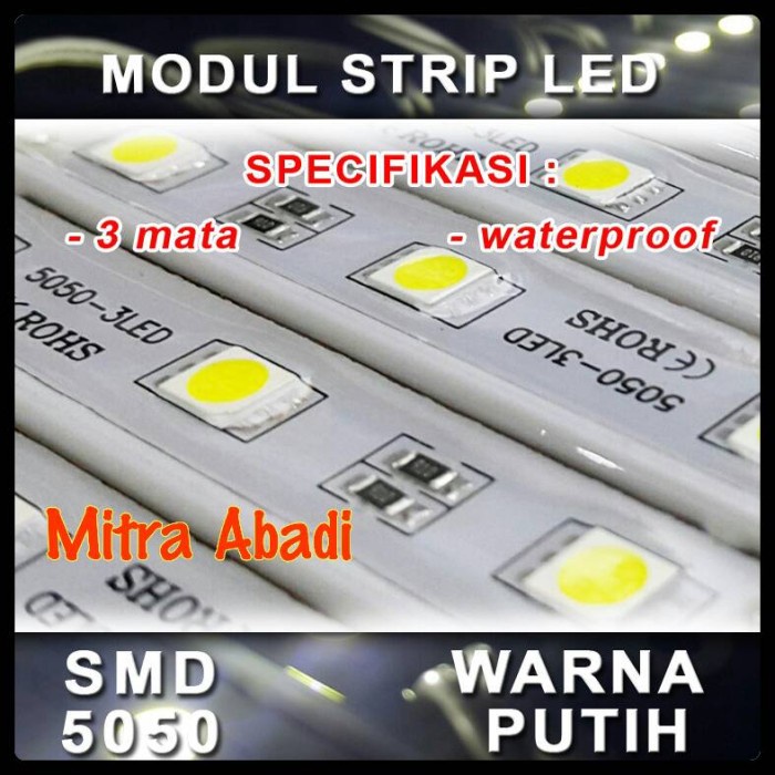 Jual LED Modul 3 Mata Strip SMD 5050 Putih/White DC 12V | Shopee Indonesia