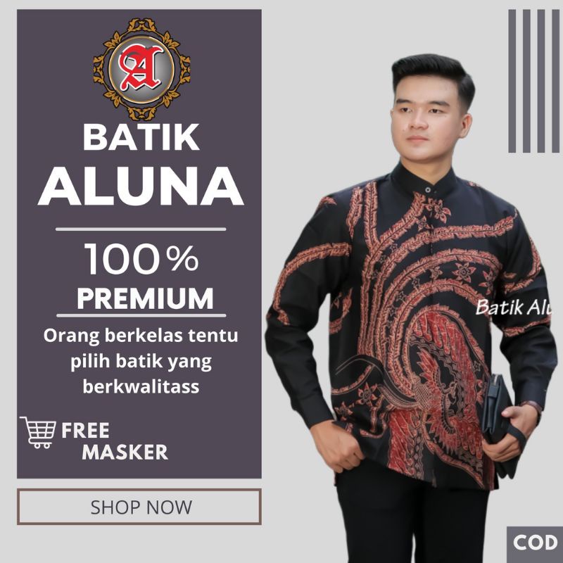 Jual Batik Koko Muslim Pria Panjang Premium MBA 008 | Shopee Indonesia