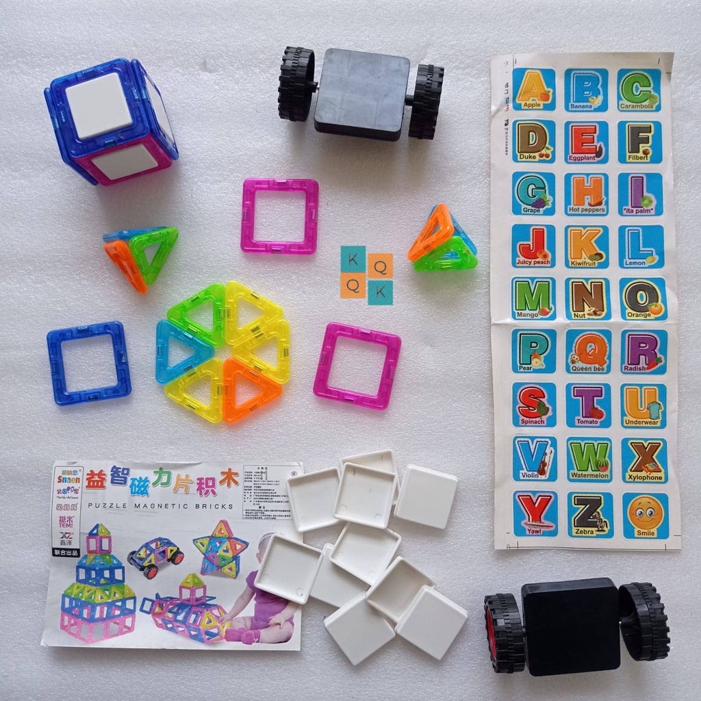 Jual Magnetic Tiles 38pc / Mainan Anak Balok Puzzle Magnetik / Mainan ...