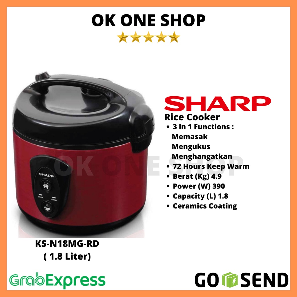Jual SHARP Rice Cooker KS-N18MG-RD (1.8 Liter) | Shopee Indonesia