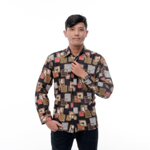Jual BAJU BATIK KANTOR KEMEJA PRIA BALOK HITAM | Shopee Indonesia