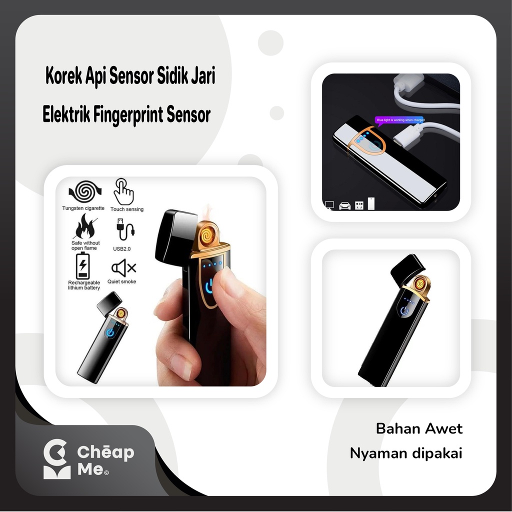 Jual Korek Api Sensor Sidik Jari Elektrik Rechargeable Cas Charge USB ...