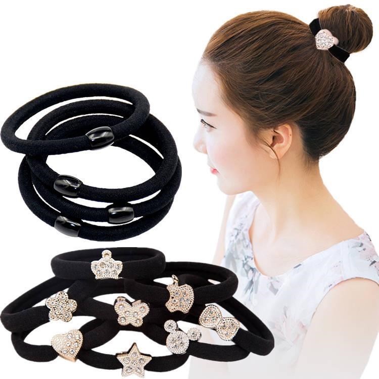 Jual Hmn17 Black Basic Set Kuncir Rambut Ikat Karet Handuk Made In Korea Ikat Rambut Karet