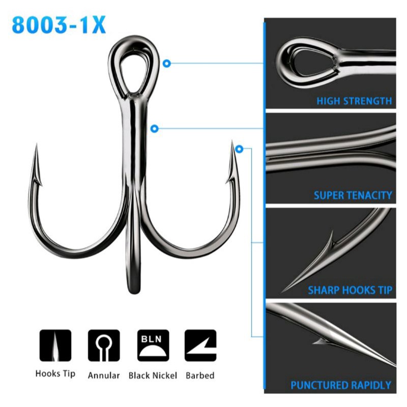 Jual Treble Hook ukuran no 1#. target ikan 6-8kg, sangat tajam, warna ...