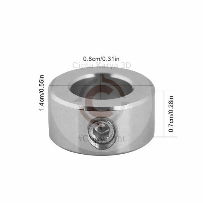 Jual Shaft 8mm T8 Lock Collar Screw Lock Ring Stainless Steel All Metal ...