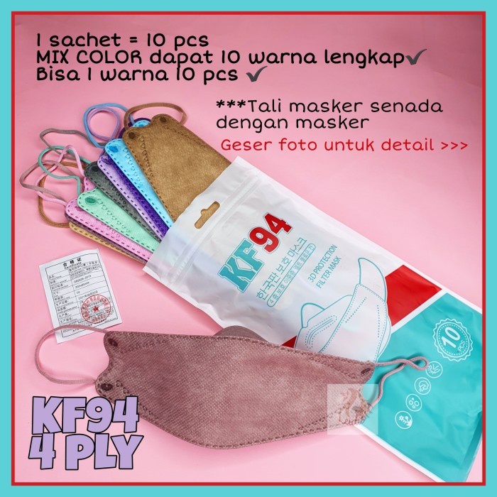 Jual MASKER KF94 4 PLY ISI 10 / MASKER KF94 ISI 10 / MASKER KF94 WARNA ISI 10 PCS | Shopee Indonesia