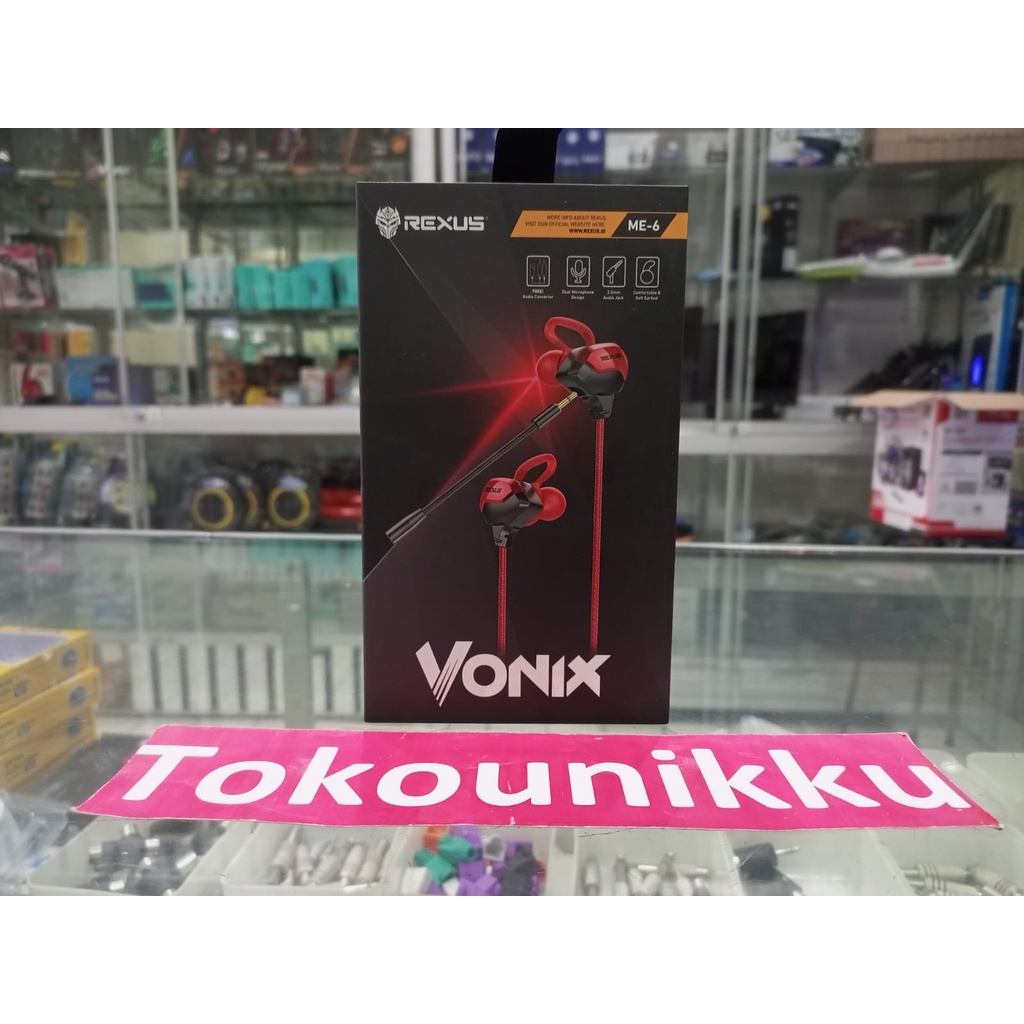 Jual Rexus Earphone Gaming Vonix ME-6 Dual Microphone | Shopee Indonesia