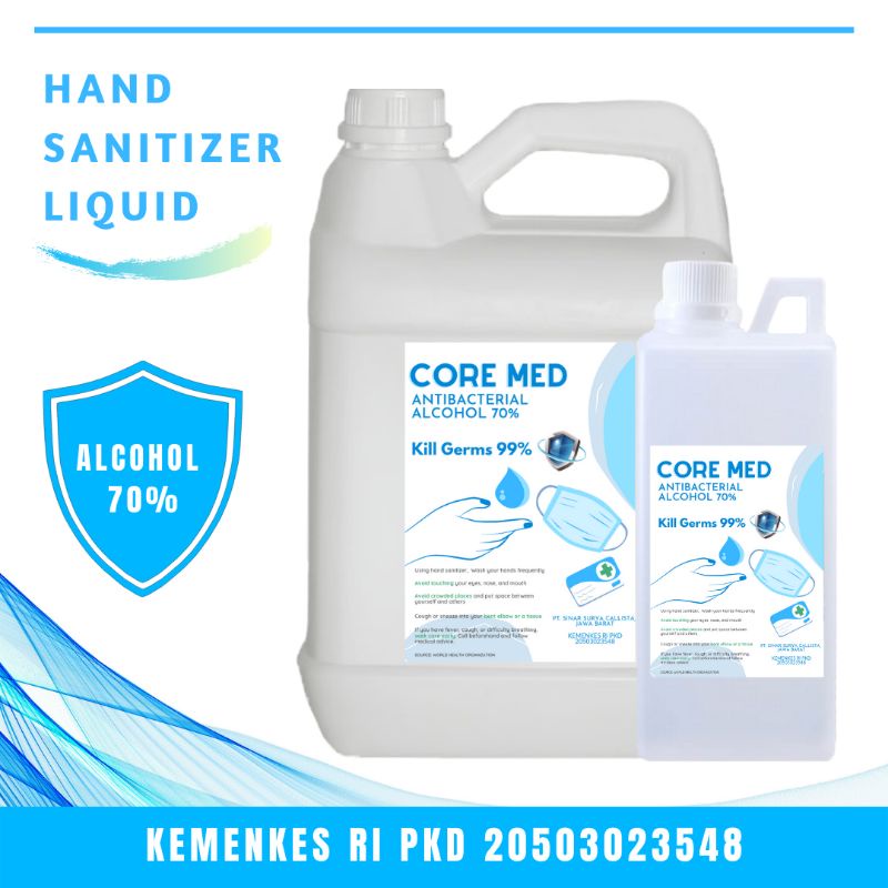 Jual Hand Sanitizer Kemenkes Anti Bacterial COREMED Liquid Netto 5 ...