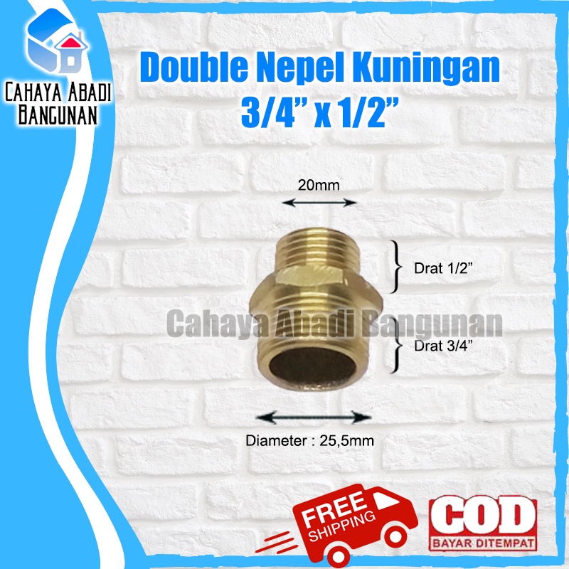 Jual Double Nepel Kuningan 3/4" x 1/2" Dobel Nepel | Shopee Indonesia