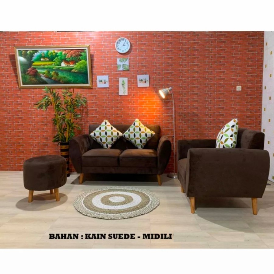 Jual Sofa Retro 21 Seater + Puff Tanpa Meja Bahan Midili | Shopee Indonesia