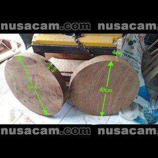 Jual Talenan Papan Potong Bulat Besar Tebal Kayu Jati Diameter 40 Cm ...
