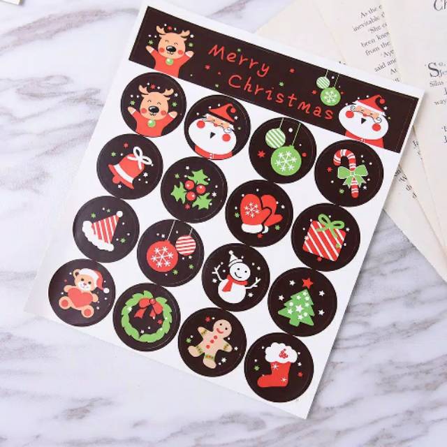 Jual (1lembar) stiker diy natal/ sticker label tema christmas / label ...