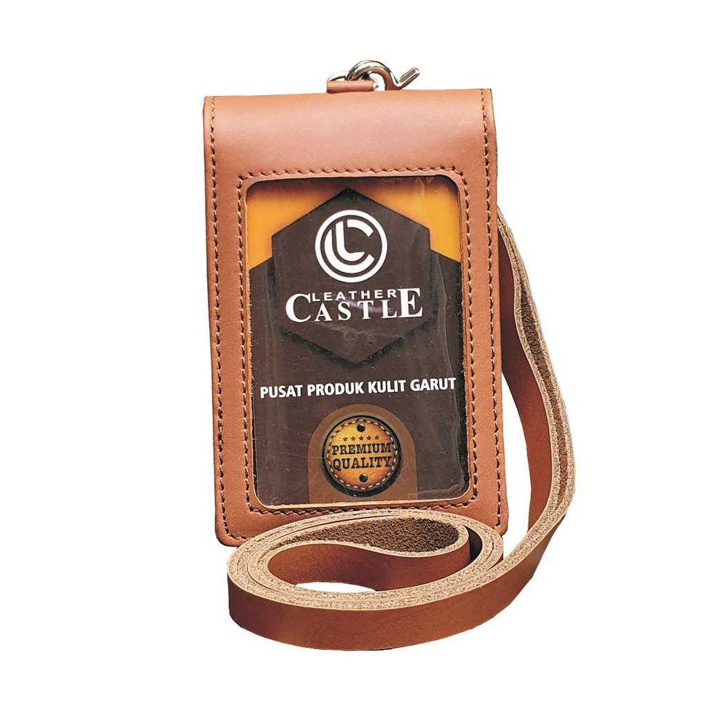 Jual Name Tag Tempat ID Card Tali ID Kulit Double Magnet Flip Leather ...