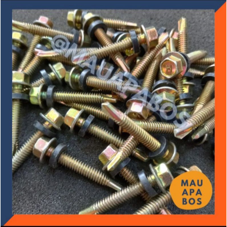 Jual Baut Roofing Baut Drilling Kuning 12x35 Drilling Screw 3.5 cm ...