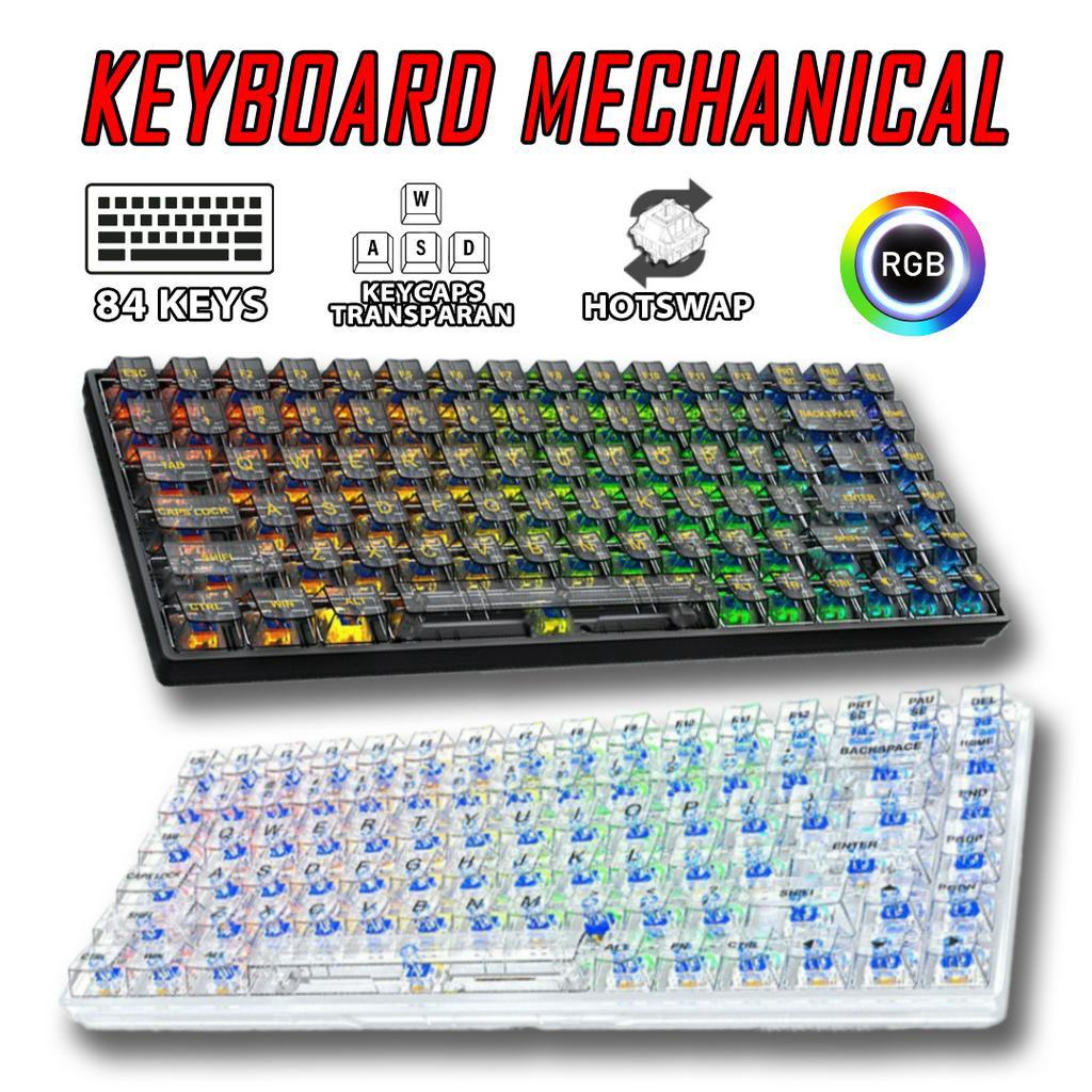 Jual LEAVEN K840 Keyboard Mechanical CRYSTAL TRANSPARAN KEYCAPS | Shopee Indonesia