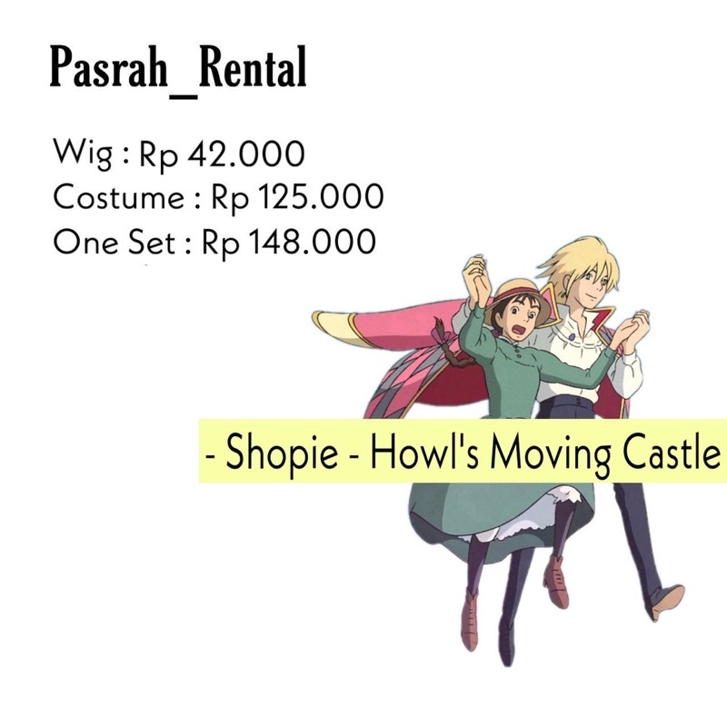 Jual SEWA RENTAL KOSTUM / COSPLAY COSTUME SHOPIE HOWL’S MOVING CASTLE ...